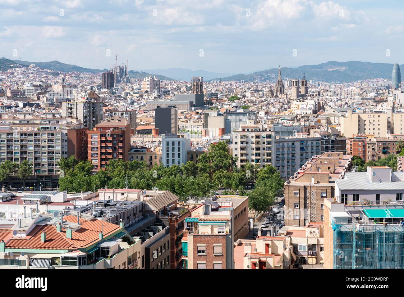 Aerial View Of Downtown City In Barcelona Stock Photo - Alamy