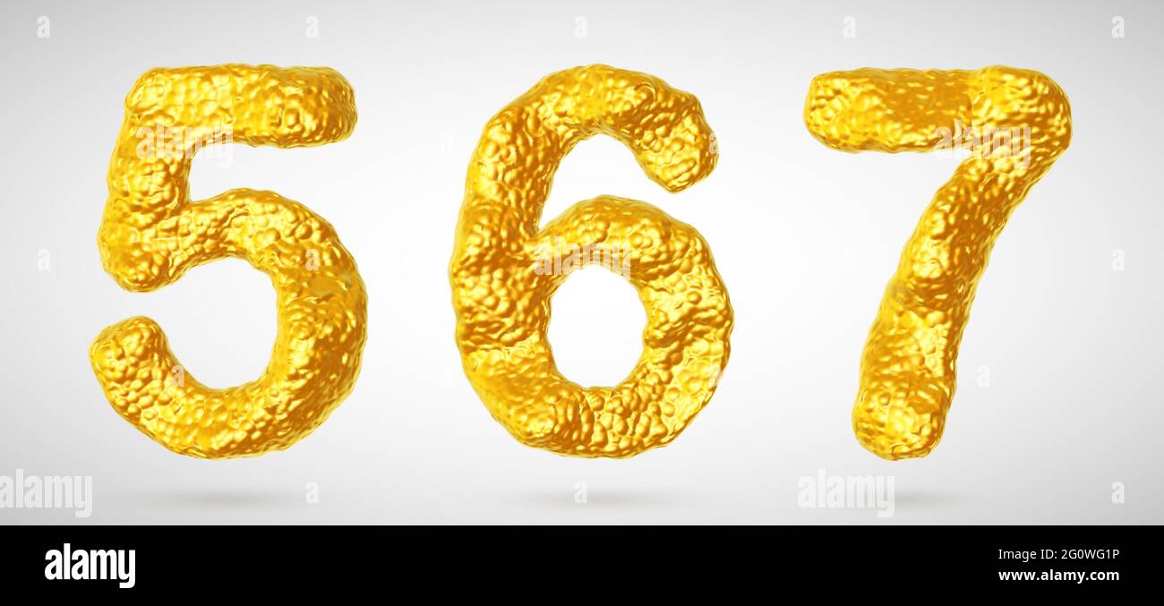 Set of golden 3D numbers five, six, seven Stock Vector Image & Art - Alamy