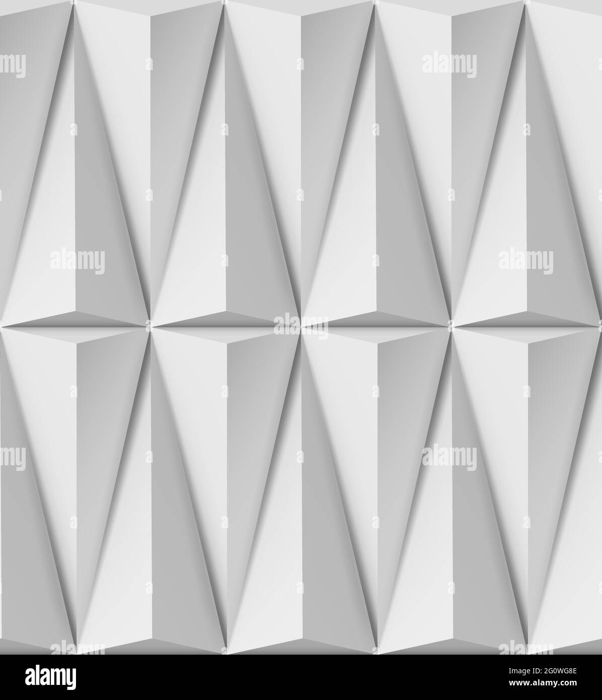 Abstract white background with triangular 3D shapes in pattern and side ...