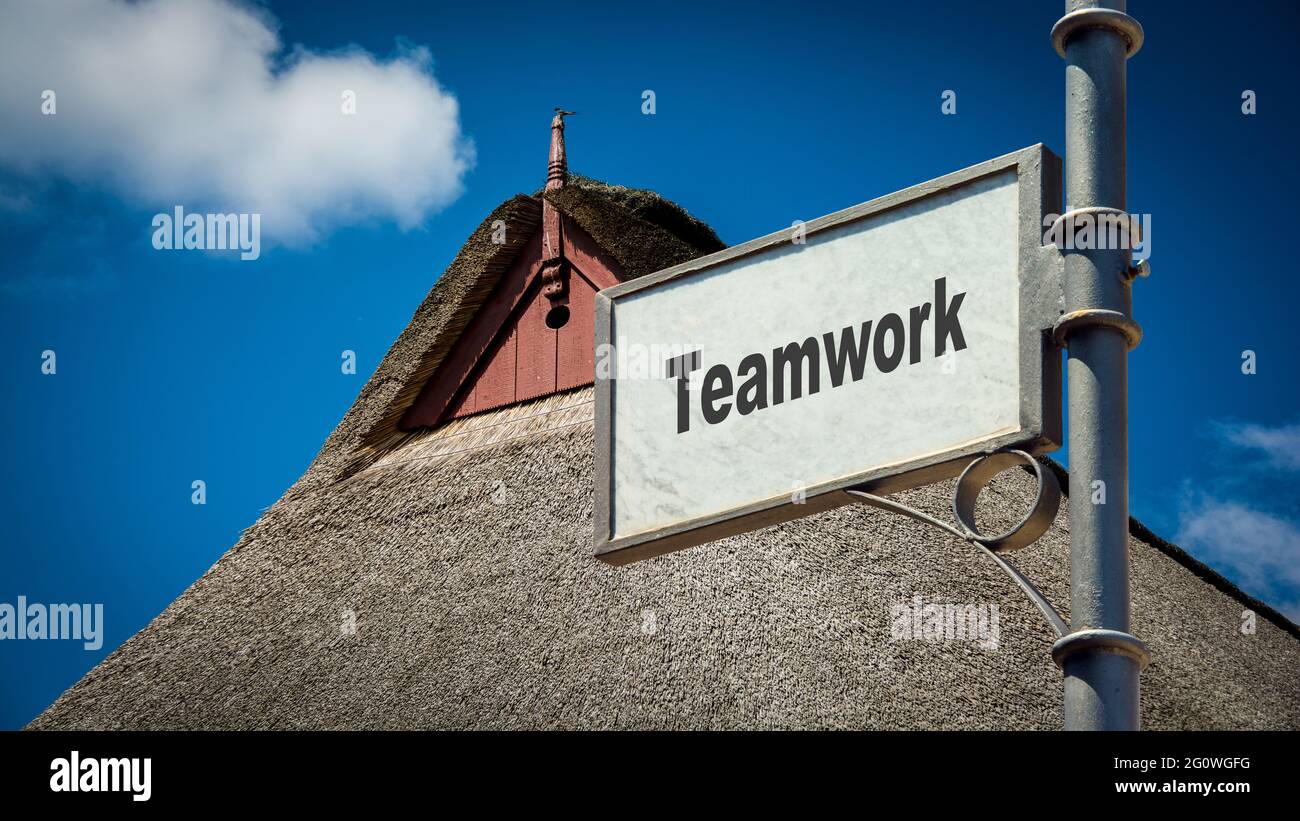 Street Sign the Direction Way to Teamwork Stock Photo - Alamy