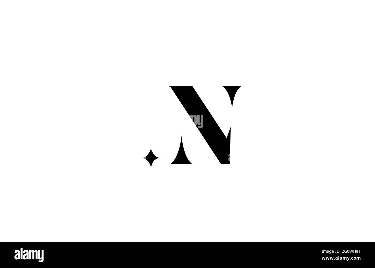 black and white N alphabet letter logo for business with star. Creative ...