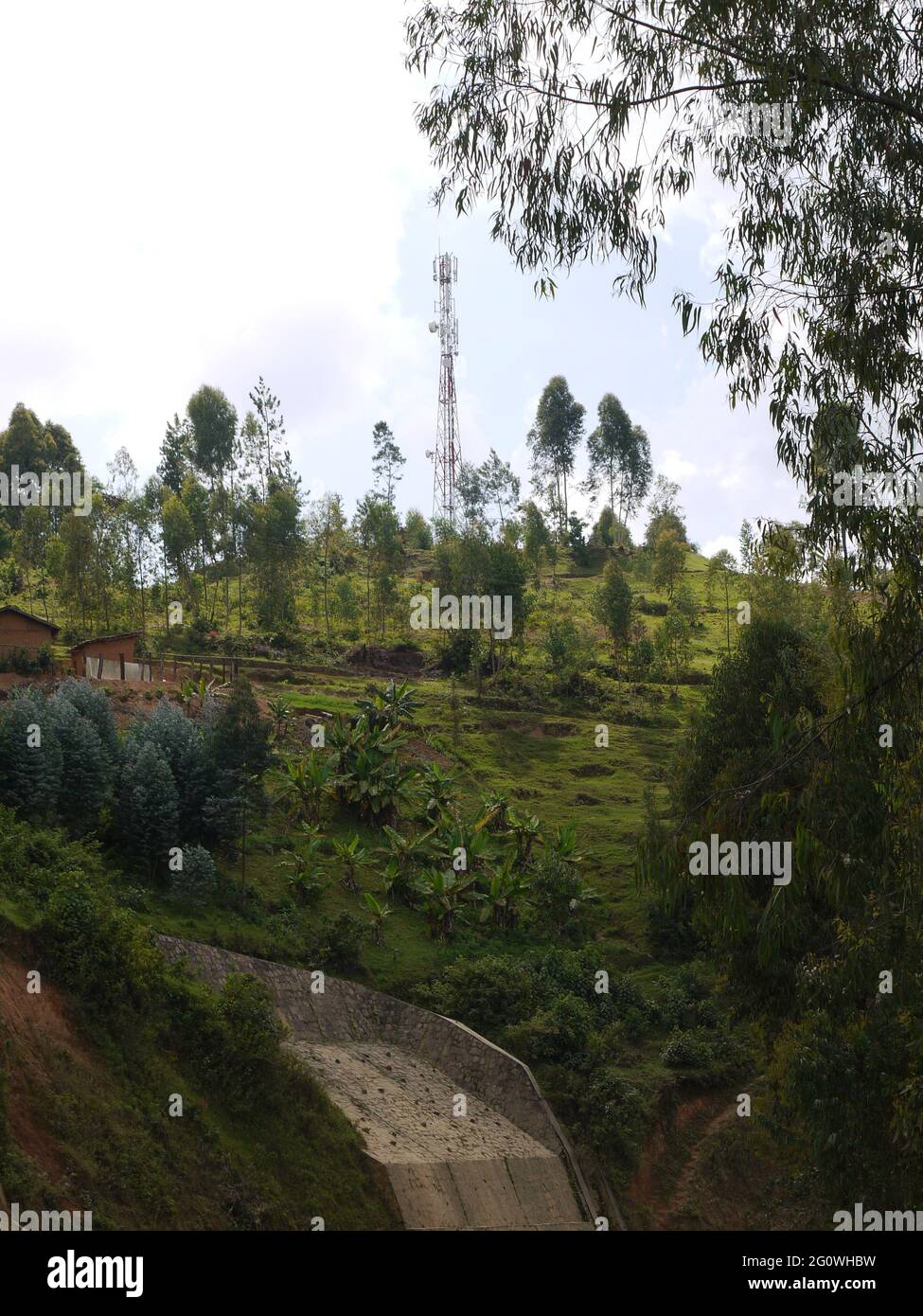 Mobile phone relay antenna on a hill in Rwanda Stock Photo - Alamy