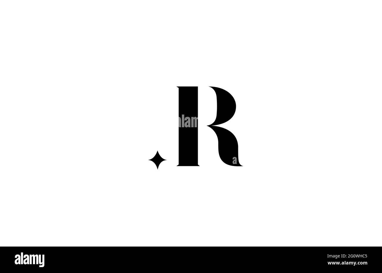 black and white R alphabet letter logo for business with star. Creative ...