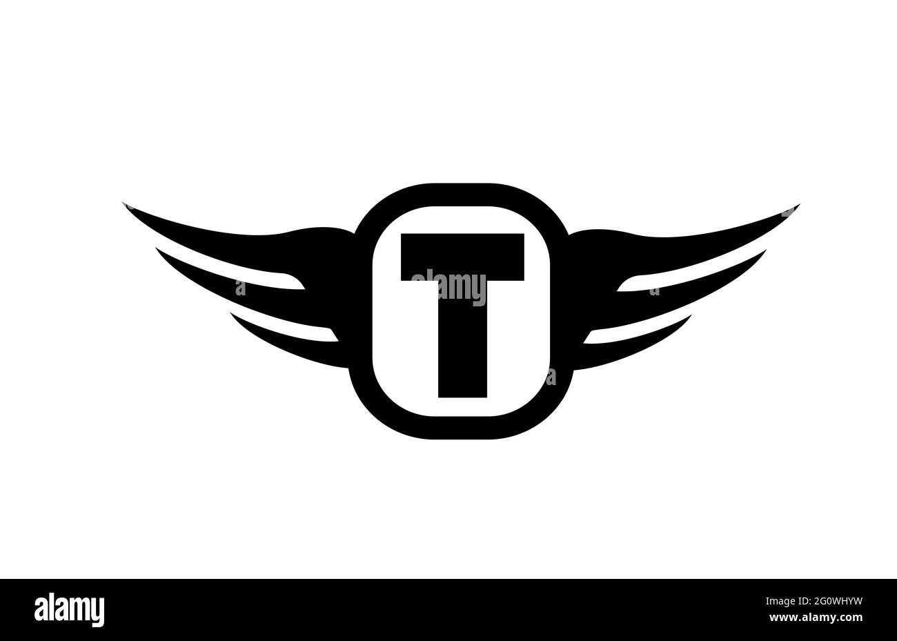 T alphabet letter logo for business and company with wings and black ...