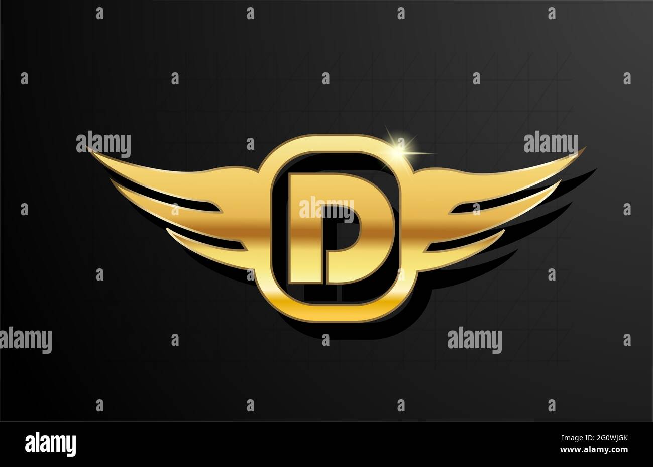 D gold letter logo alphabet for business and company with yellow color ...