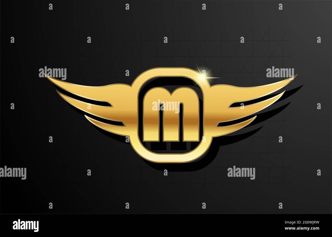 M gold letter logo alphabet for business and company with yellow color ...