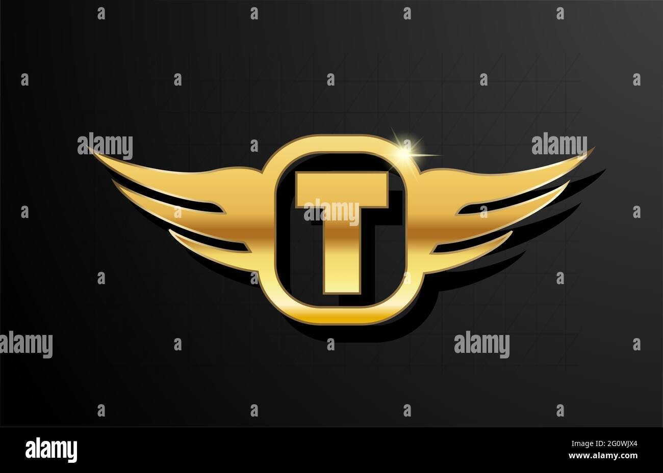 T gold letter logo alphabet for business and company with yellow color ...