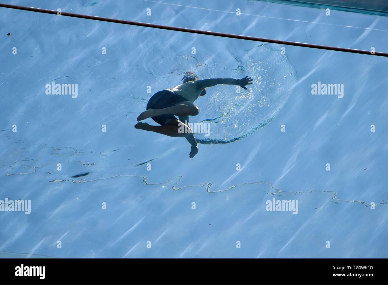 London, UK. 3rd June, 2021. Embassy Gardens sky pool at Vauxhall on ...