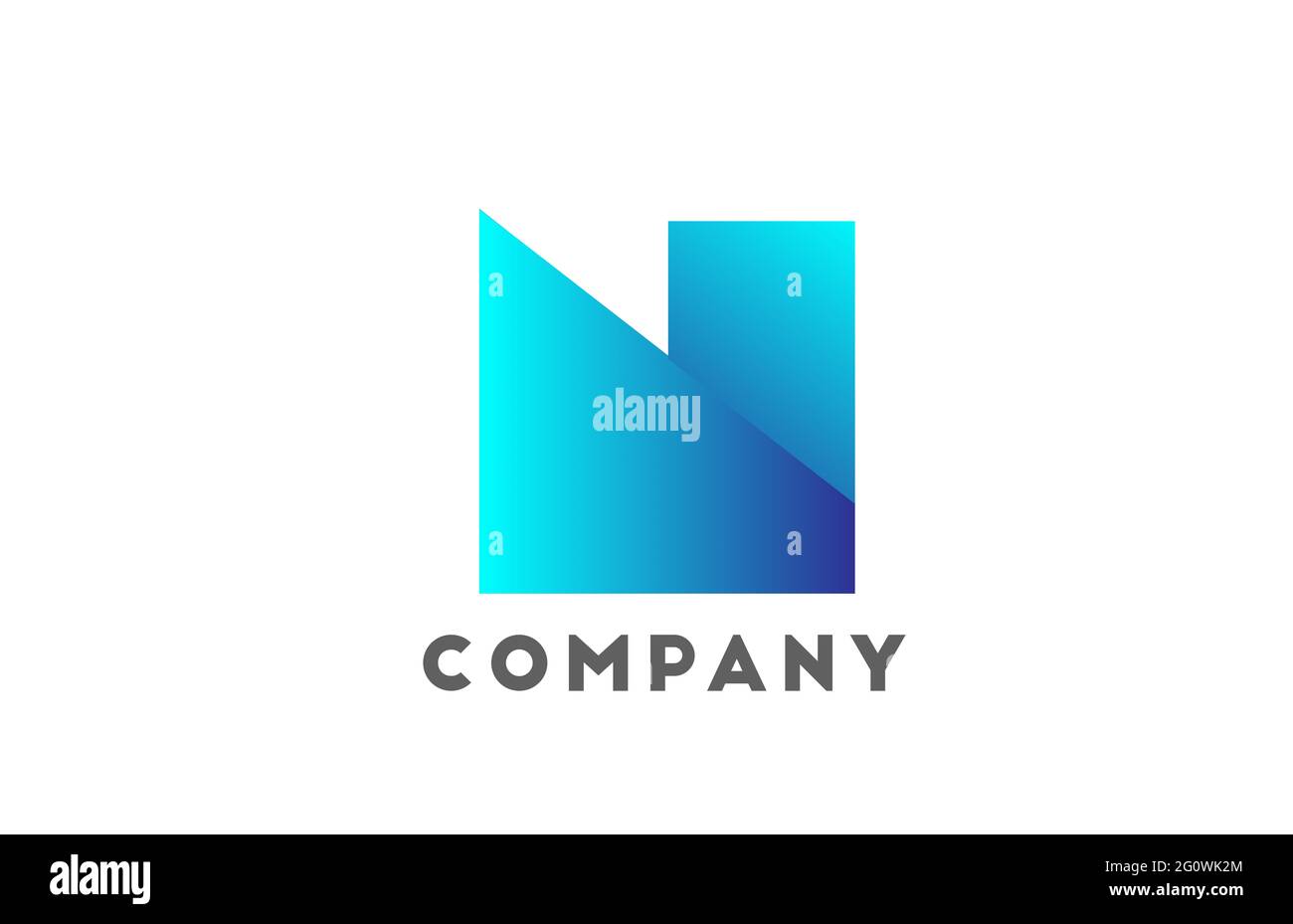 N geometric alphabet letter logo for business and company with blue ...