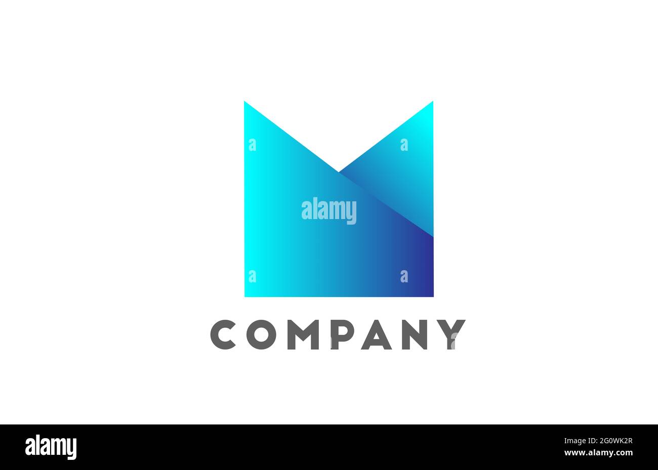 M geometric alphabet letter logo for business and company with blue ...