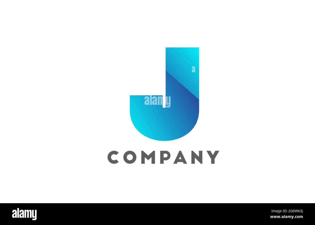 J geometric alphabet letter logo for business and company with blue ...