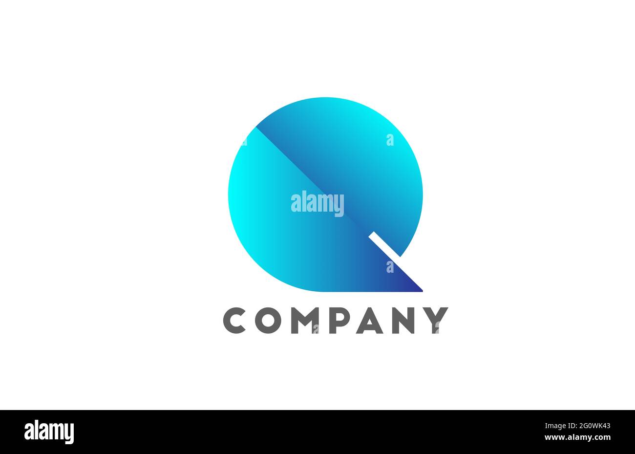 Q geometric alphabet letter logo for business and company with blue ...