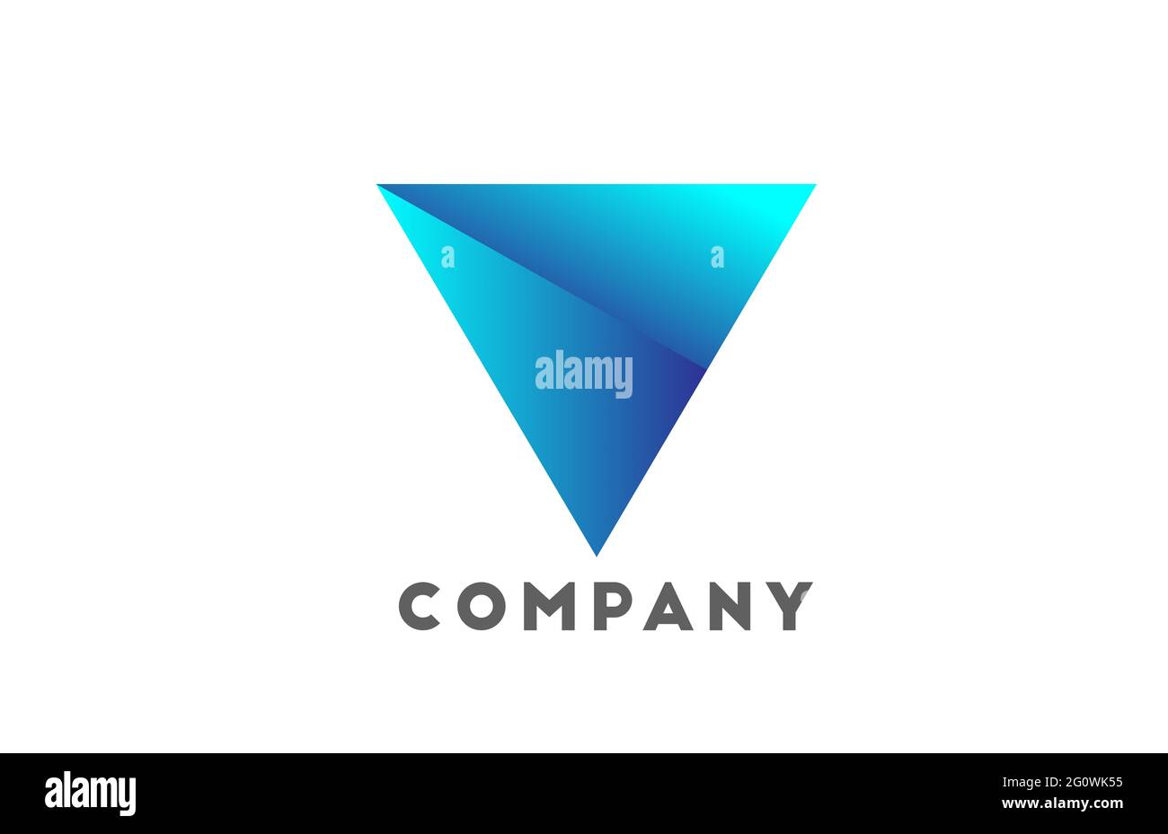 V geometric alphabet letter logo for business and company with blue ...