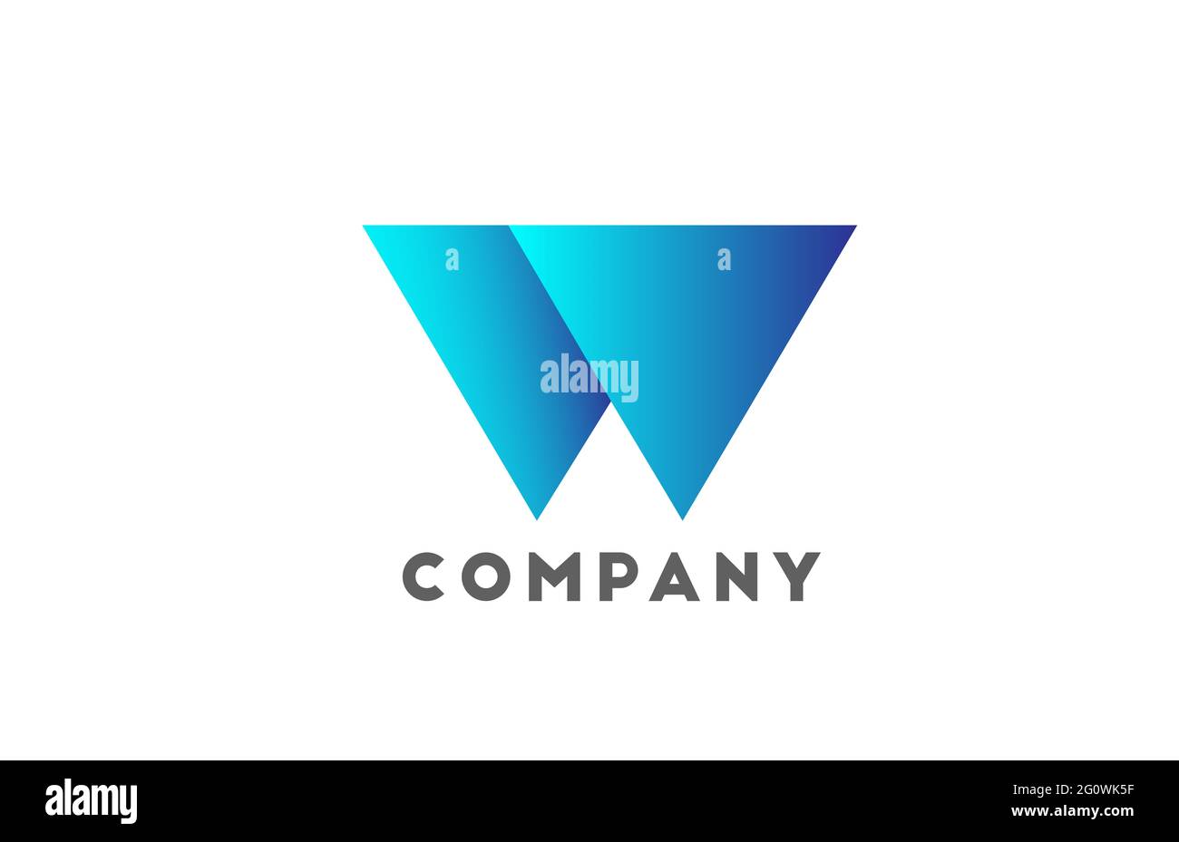 W geometric alphabet letter logo for business and company with blue ...