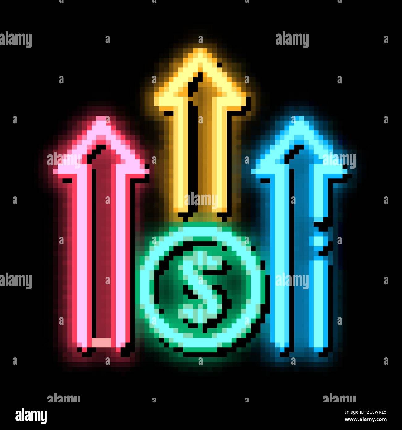 Grow Arrow Dollar neon glow icon illustration Stock Vector Image & Art ...