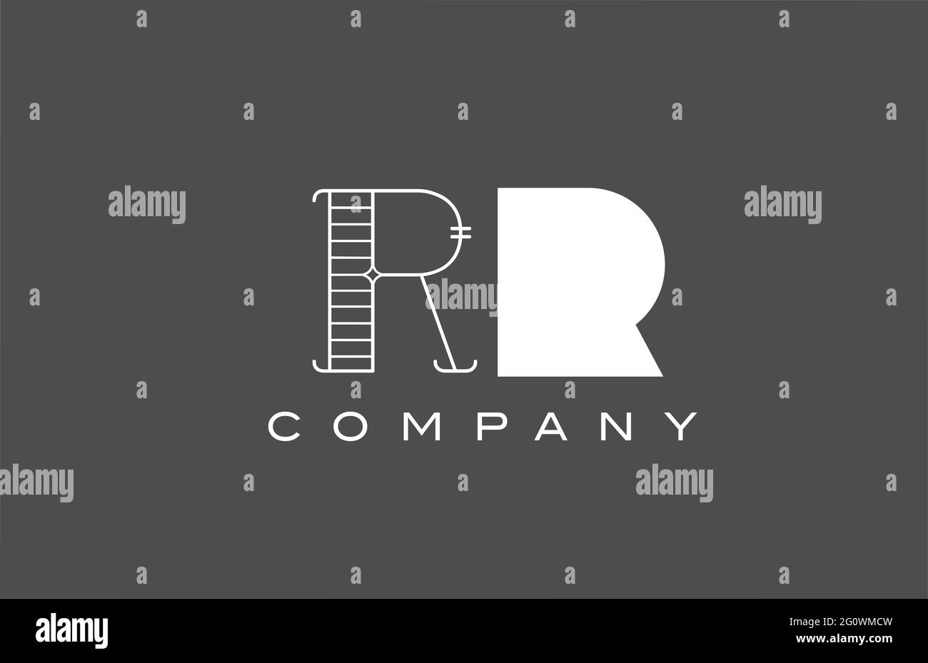 geometric R RR grey white alphabet letter logo icon for company ...