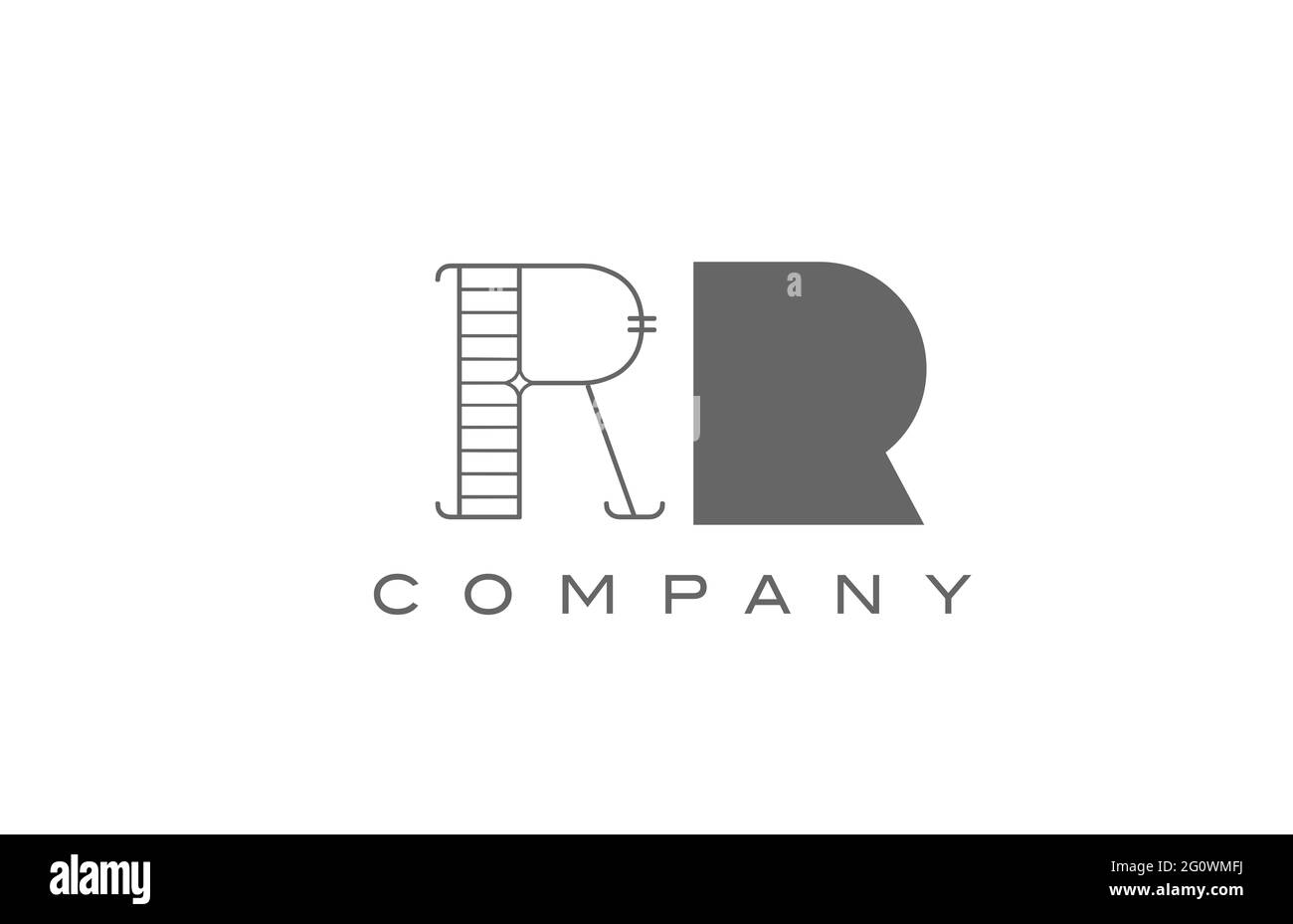 R RR grey white alphabet logo icon for company with geometric style ...