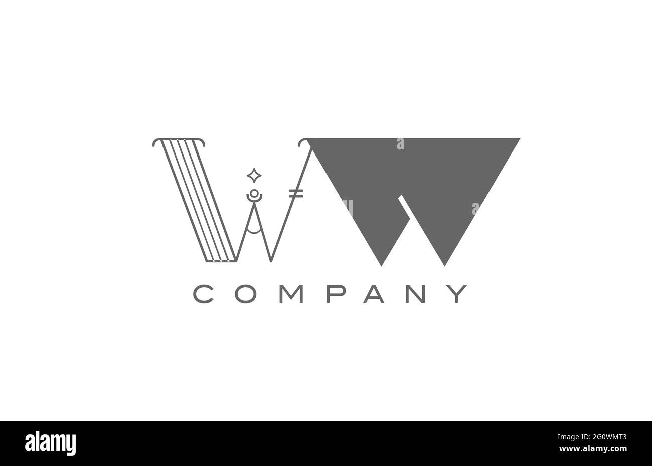W WW grey white alphabet logo icon for company with geometric style ...