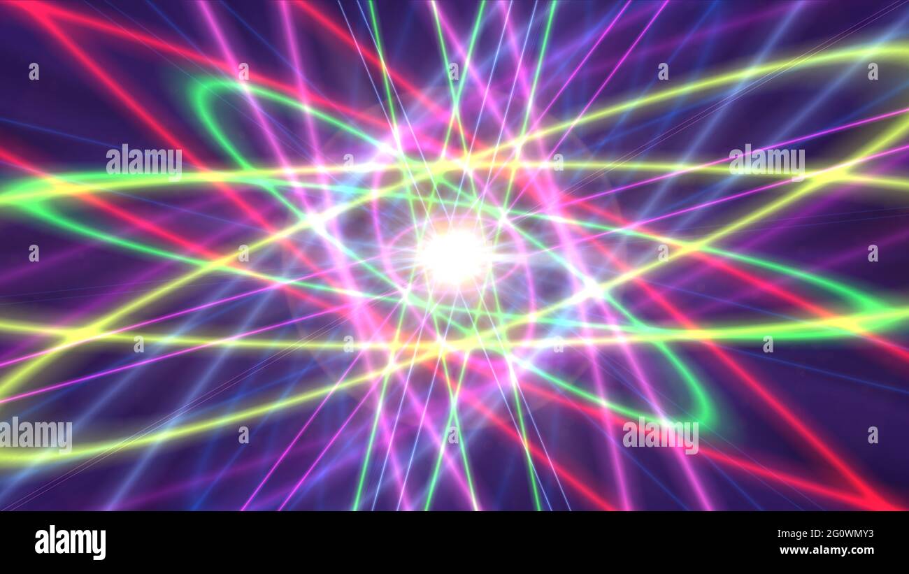 Glowing atom structure with light laser ring Stock Photo - Alamy