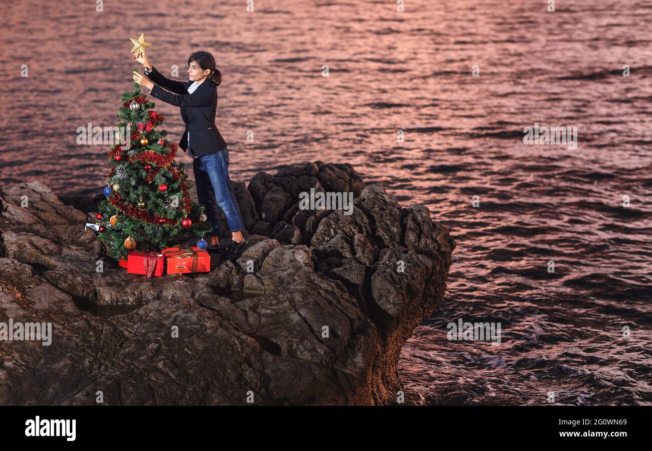 Female Christmas Tree Party High Resolution Stock Photography and ...