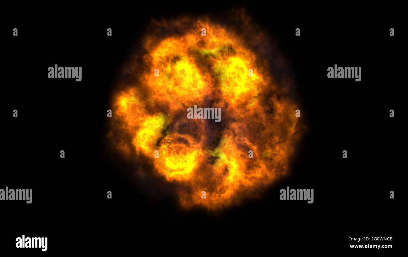 fire flame ball explosion in space, abstract illustration Stock Photo ...