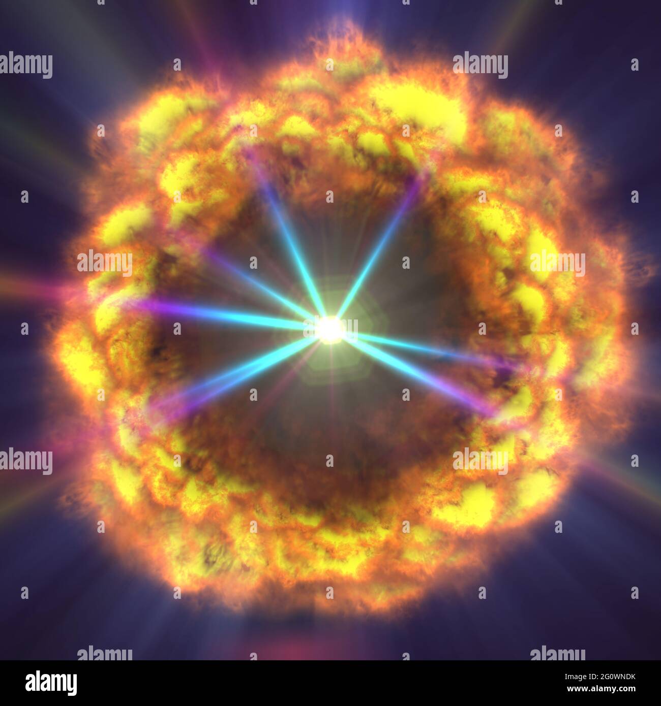 fire flame ball explosion in space, abstract illustration Stock Photo ...