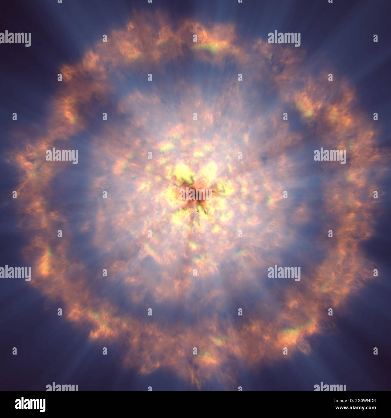 fire flame ball explosion in space, abstract illustration Stock Photo ...
