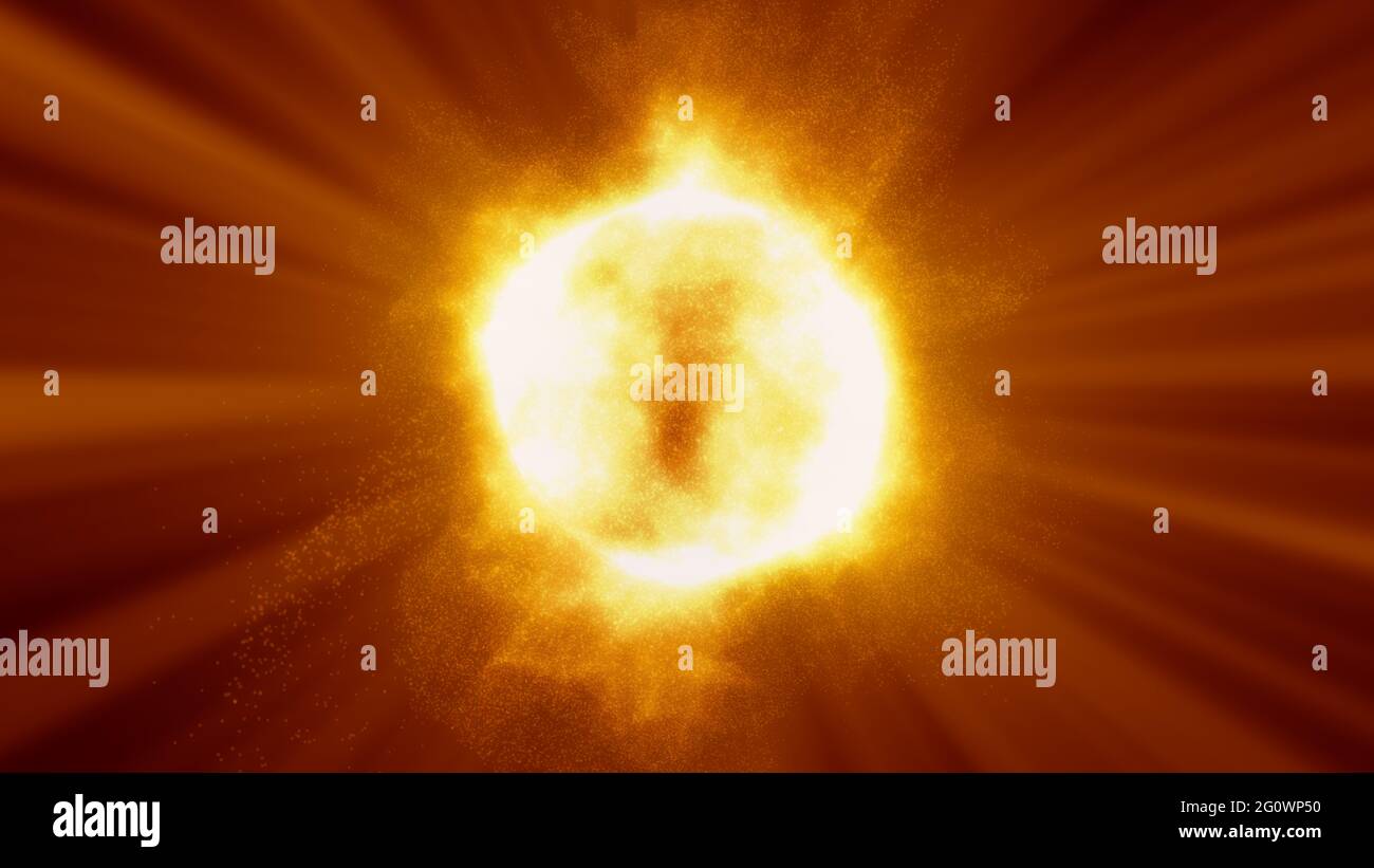 Abstract particles sun solar flare particles illustration 3d render ...
