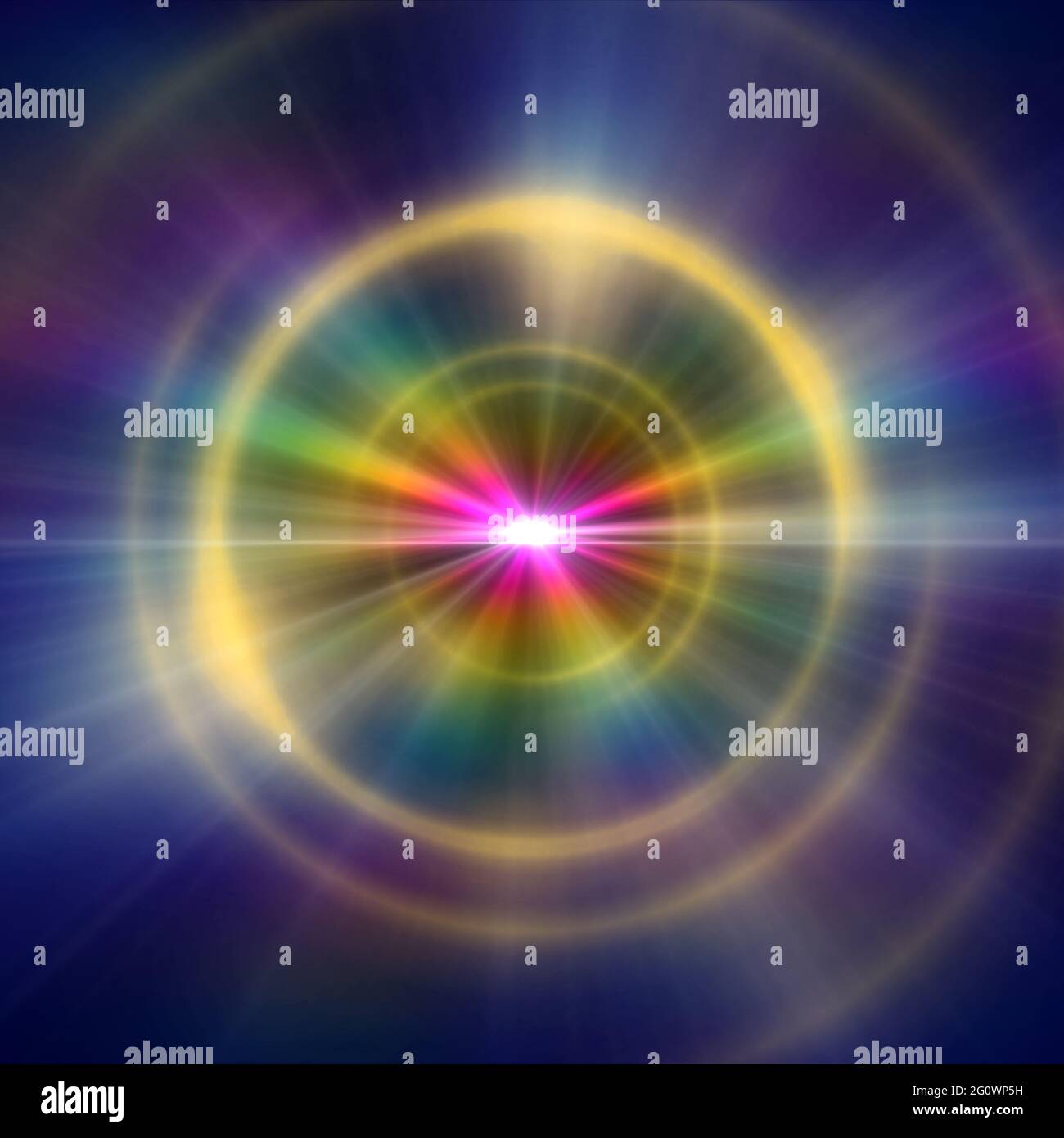 Round concrete tunnel with light ray ring, abstract illustration Stock ...