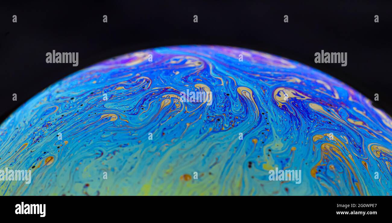 Beautiful psychedelic abstractions on the surface soap bubbles Stock ...