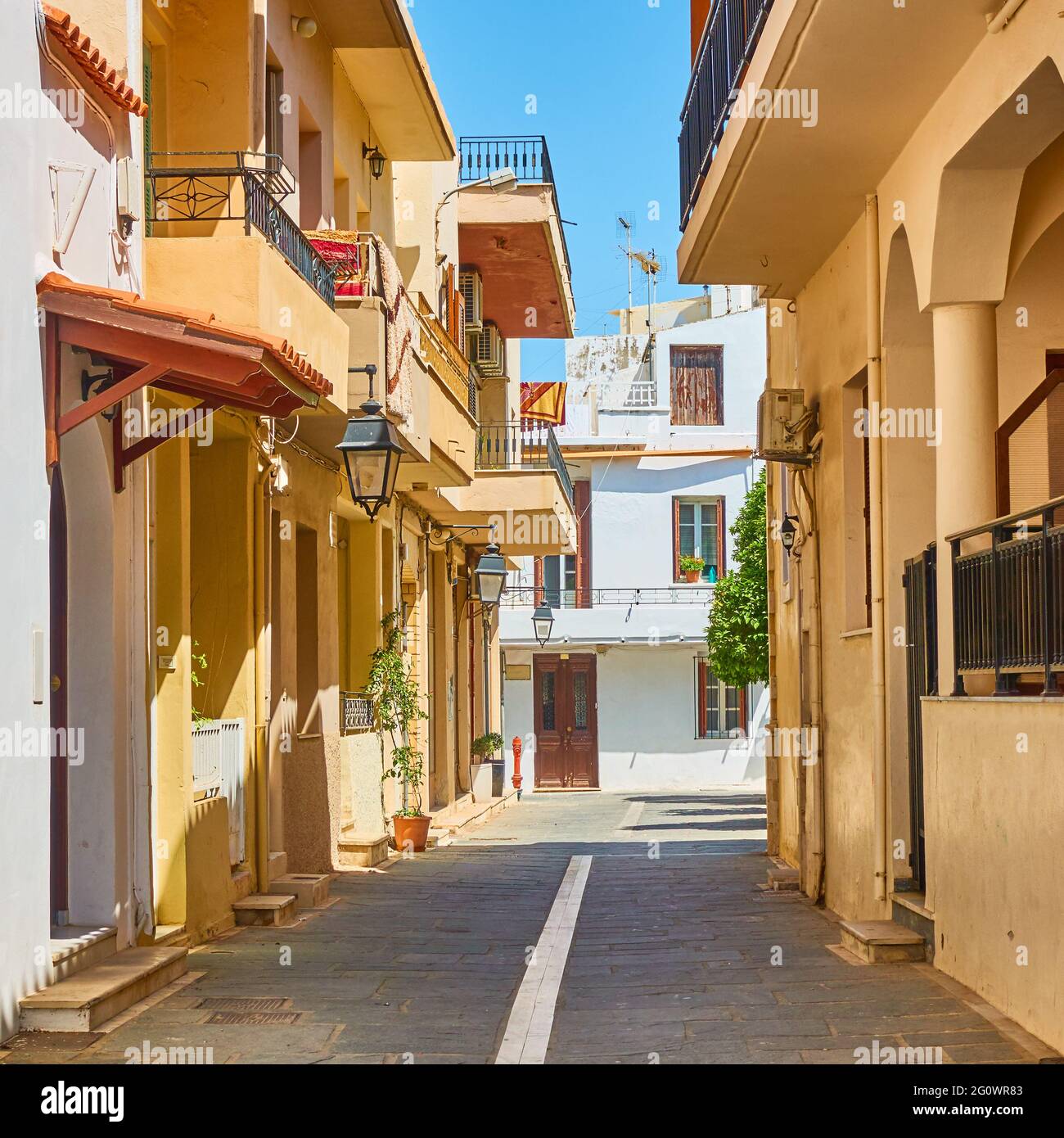Street in Rethimno town, Crete Island, Greece Stock Photo - Alamy