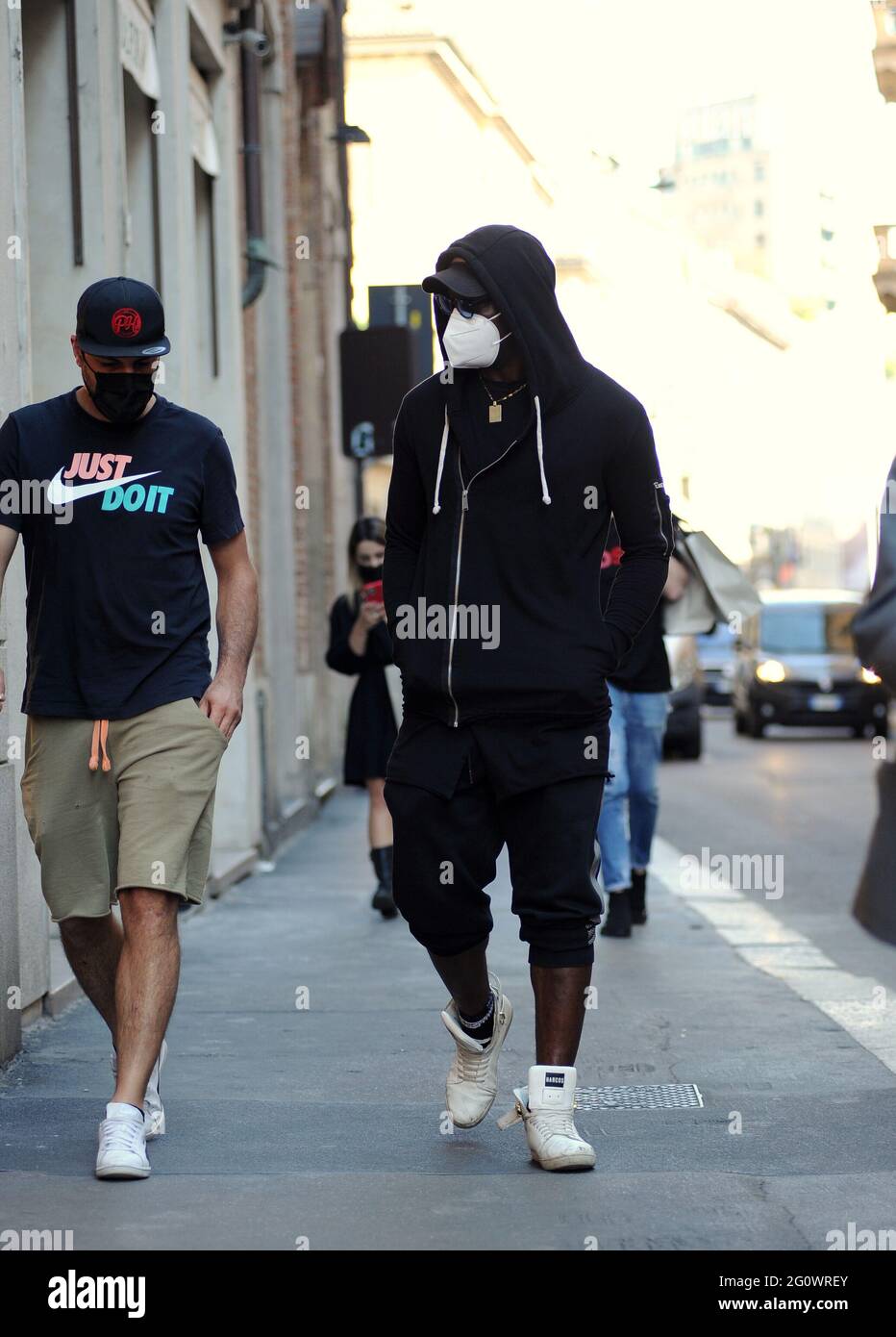 Milan, Italy. June 3 2021: Milan, Mario Balotelli shopping in disguise ...