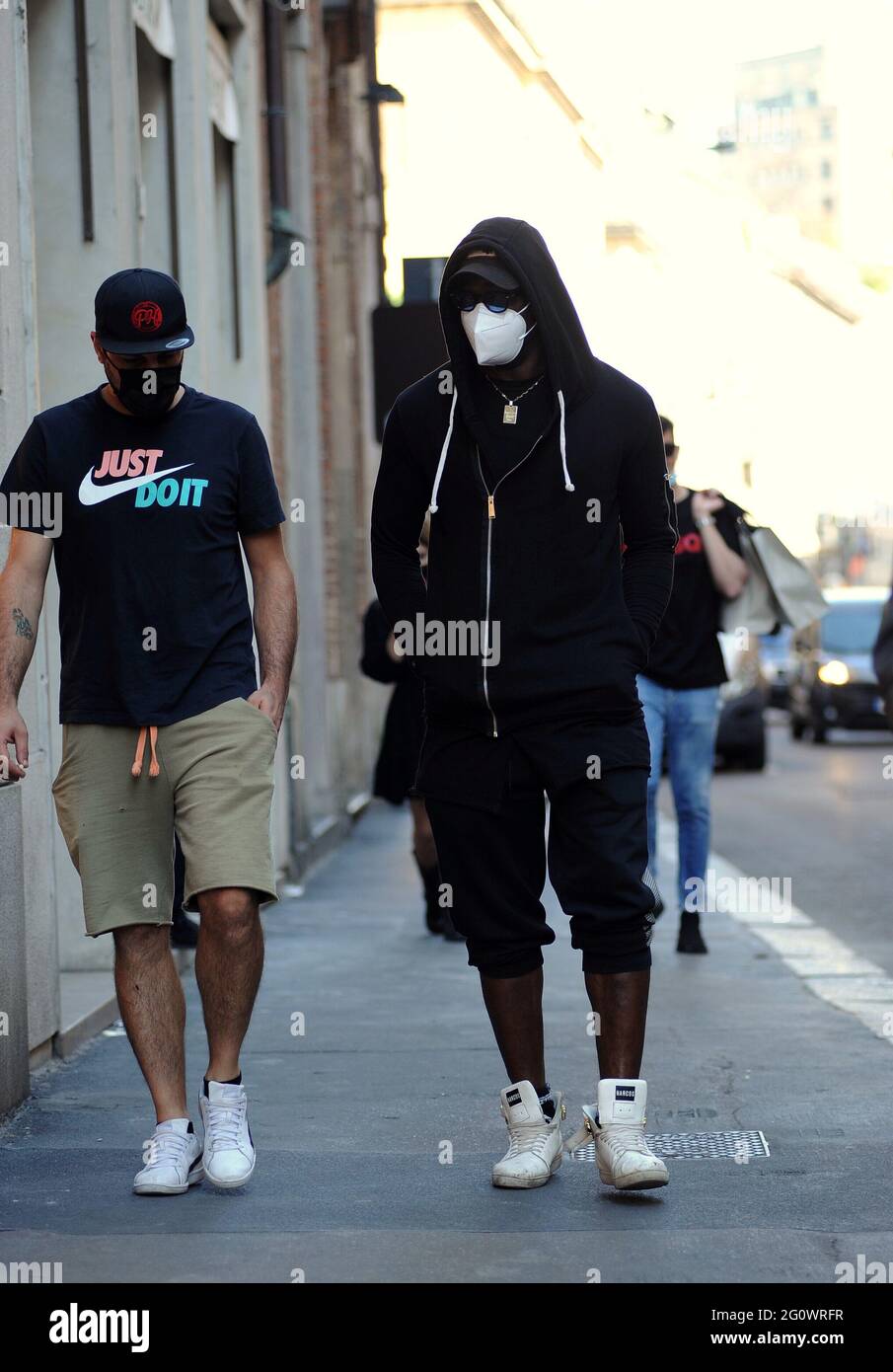 Milan, Italy. June 3 2021: Milan, Mario Balotelli shopping in disguise ...