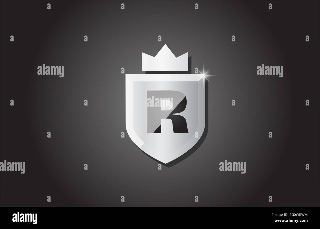 Creative shield R alphabet letter logo icon in grey color. Corporate ...