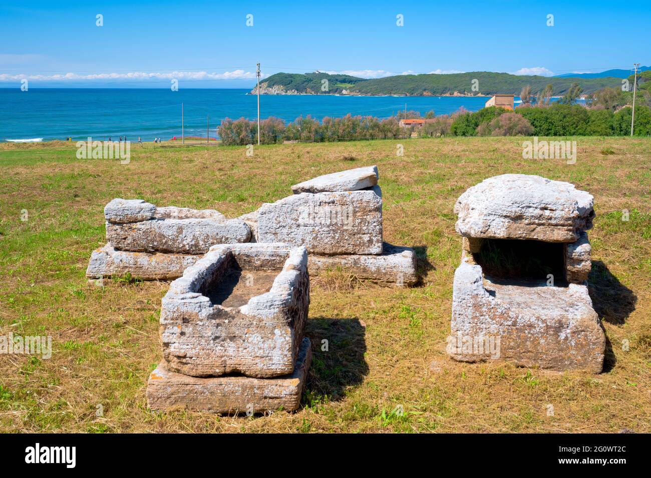 The Etruscan city of Populonia known for necropoleis, old ruins, castle ...