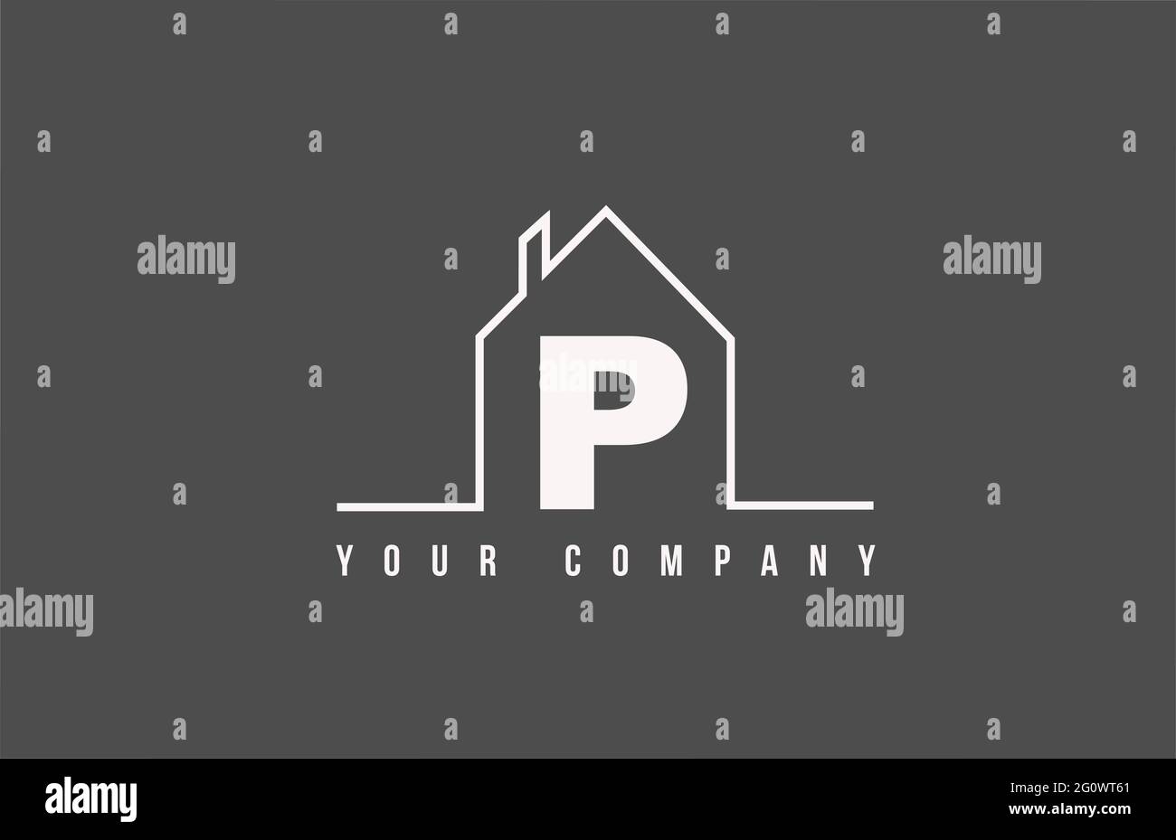 P alphabet letter logo icon of a home. Real estate house design for ...