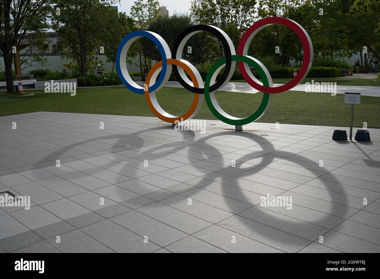 The Olympic Rings making their shadow on the ground at Japan Olympic ...