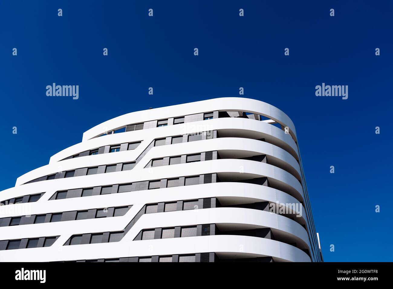 Madrid, Spain - August 31, 2019: Modern residential building against ...