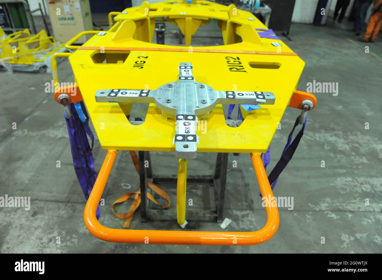 A Subsea Metrology well Jig marked with photogrammetry markers and a ...
