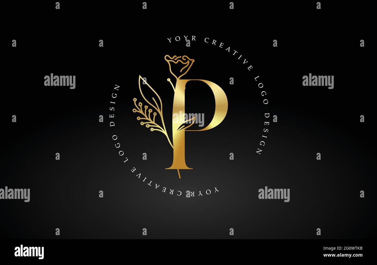 Letter p floral logo Stock Vector Images - Alamy