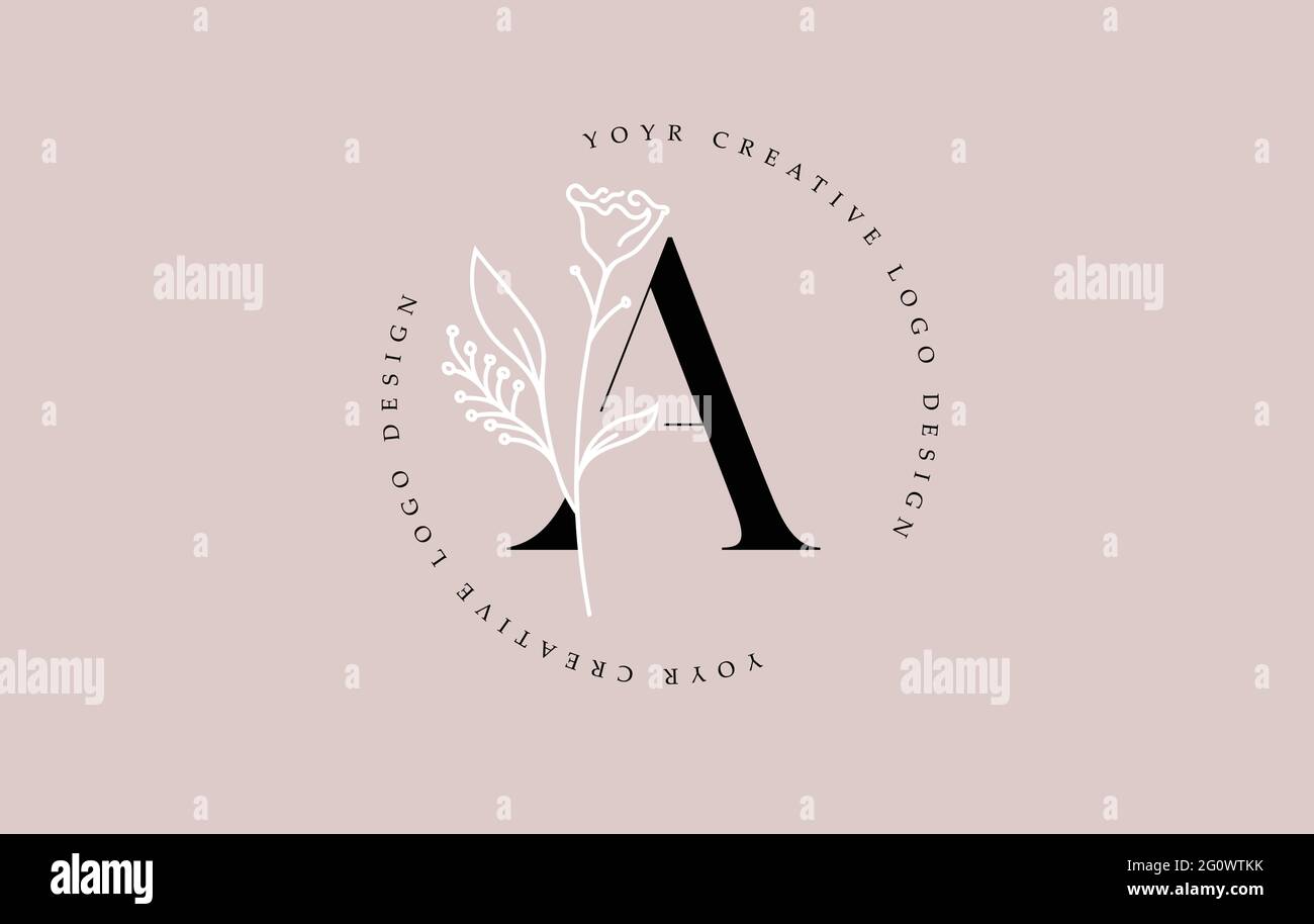Elegant Vector Flower A Letter Design Logo with Floral Leaf Plant Idea ...