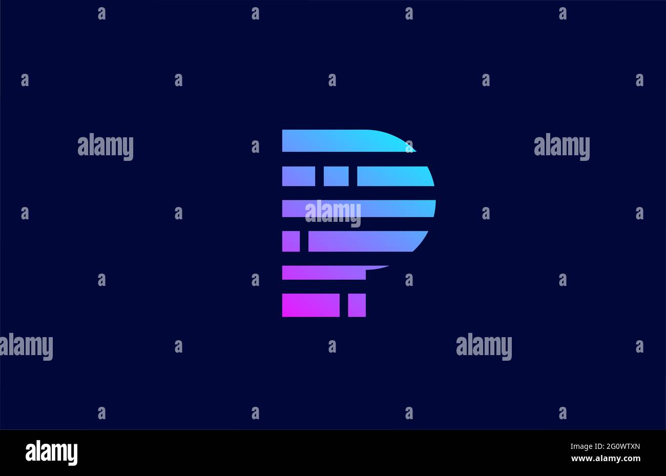 letter P logo alphabet icon with block line. Creative design for ...