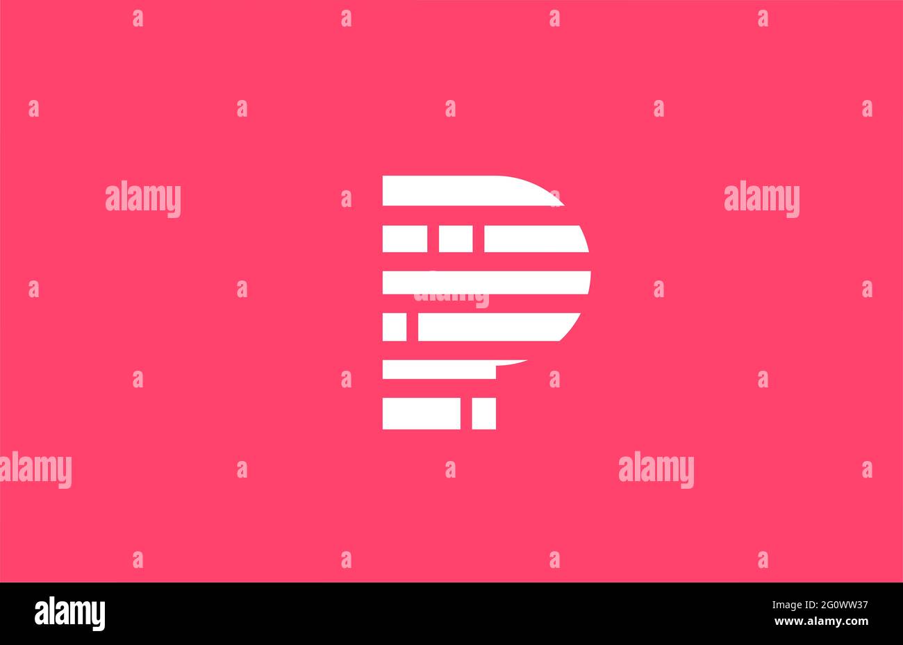 pink letter P logo alphabet icon with block line. Creative design for ...