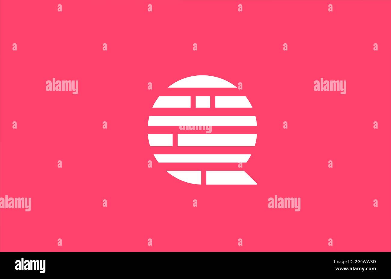 pink letter Q logo alphabet icon with block line. Creative design for ...