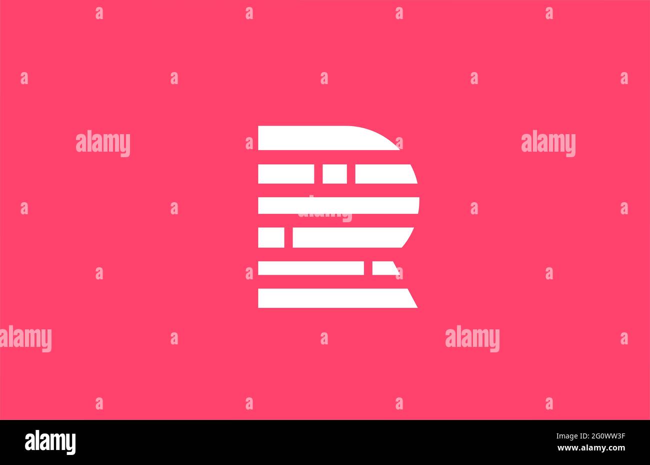pink letter R logo alphabet icon with block line. Creative design for ...
