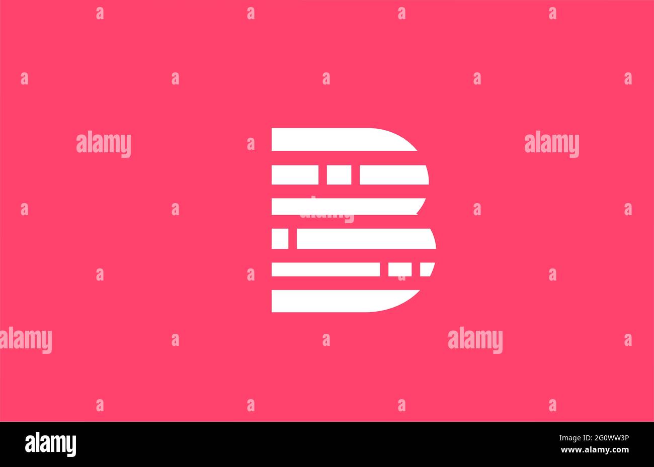 pink letter B logo alphabet icon with block line. Creative design for ...