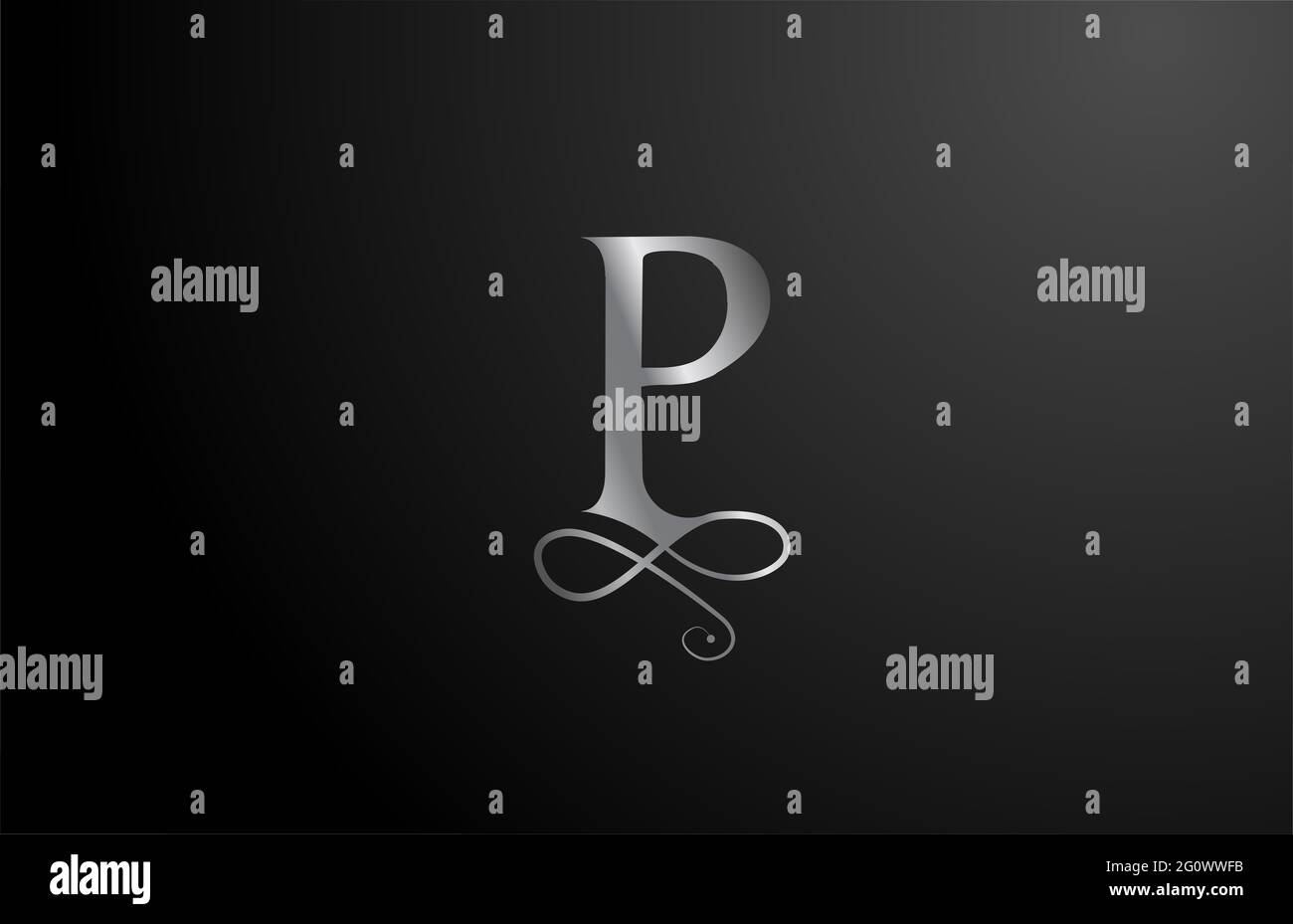 grey P elegant monogram alphabet letter logo icon design. Vintage ...