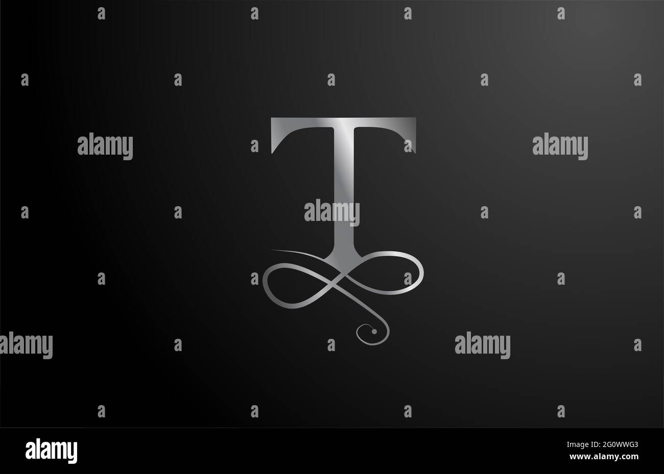 grey T elegant monogram alphabet letter logo icon design. Vintage ...