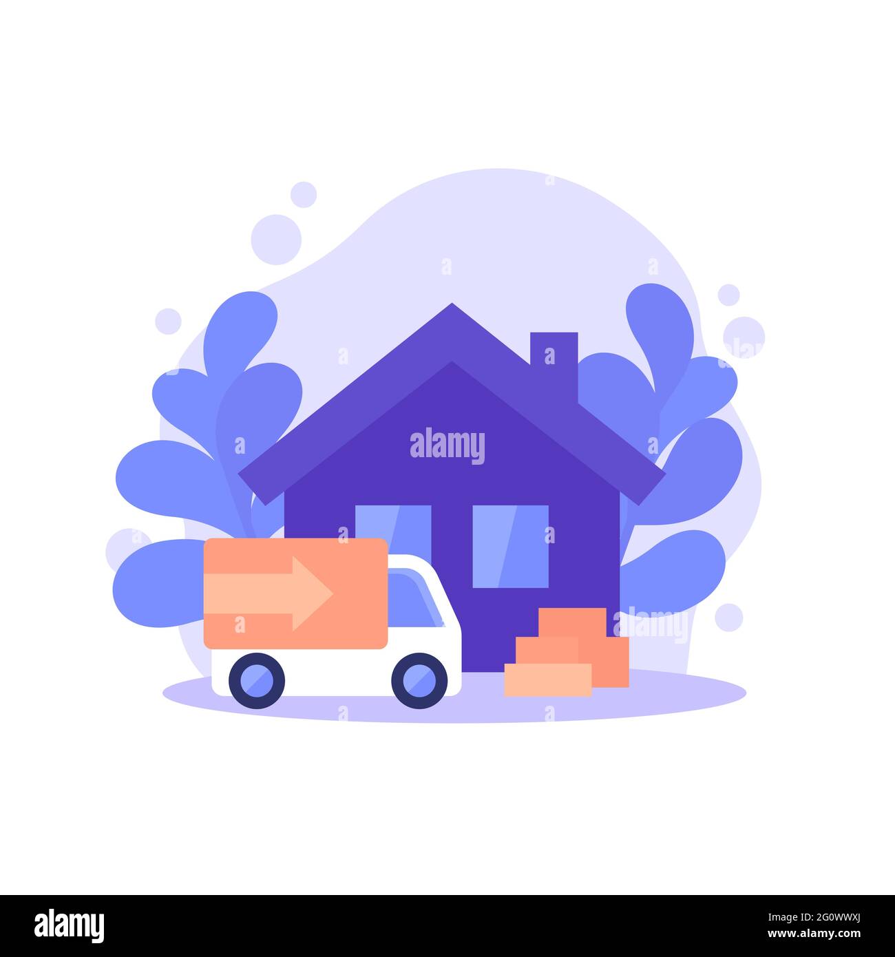 removal, moving, house and van vector illustration Stock Vector Image ...