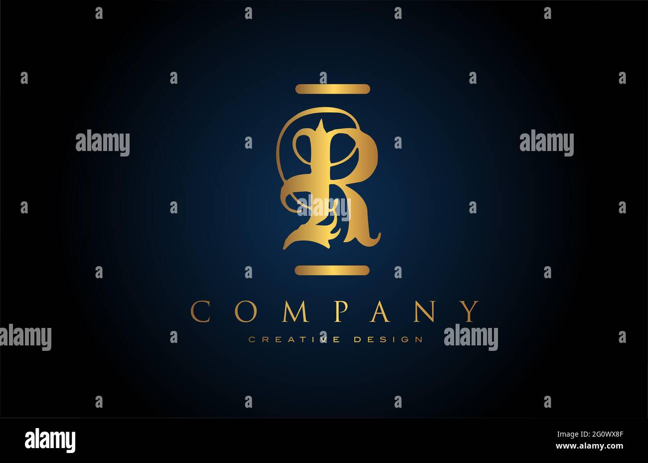 vintage gold R alphabet letter icon logo for company and business ...